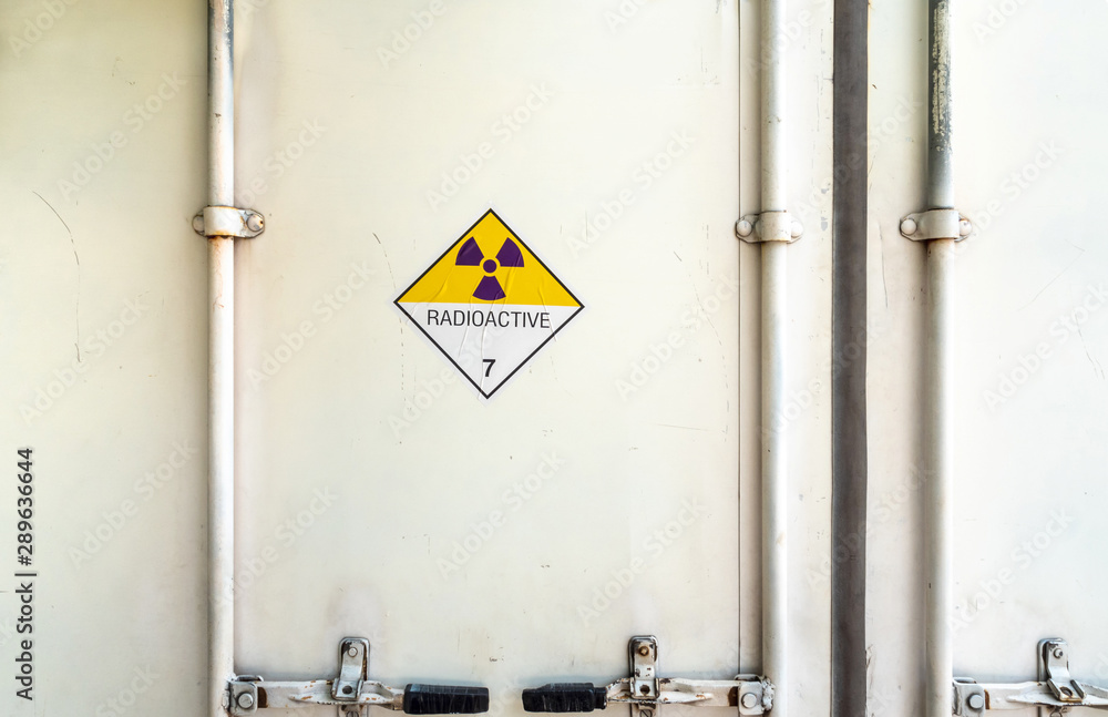 Radiation warning sign on the Dangerous goods transport label Class 7 ...