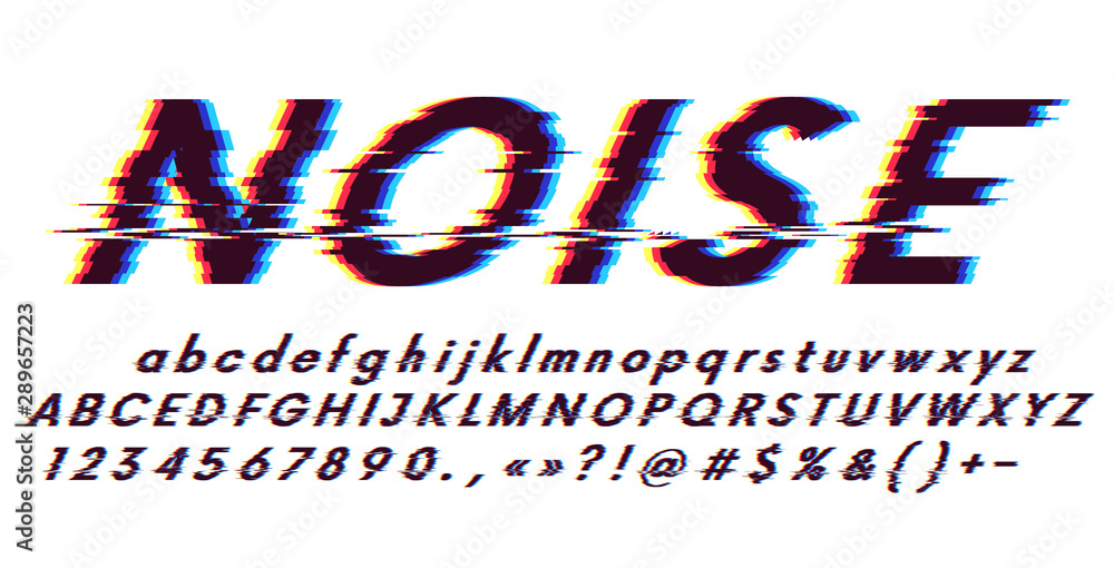 Glitch font oblique on a white background, digital image error ...