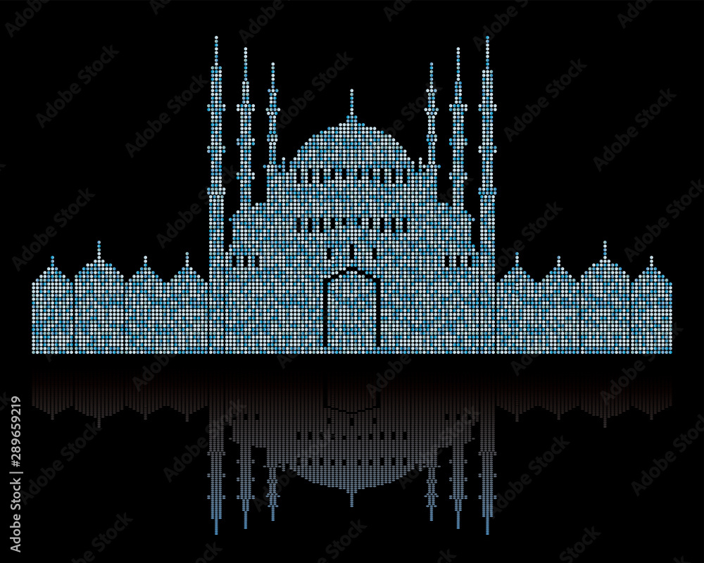 Stippled illustration of a mosque with dome and minaret Stock Vector ...