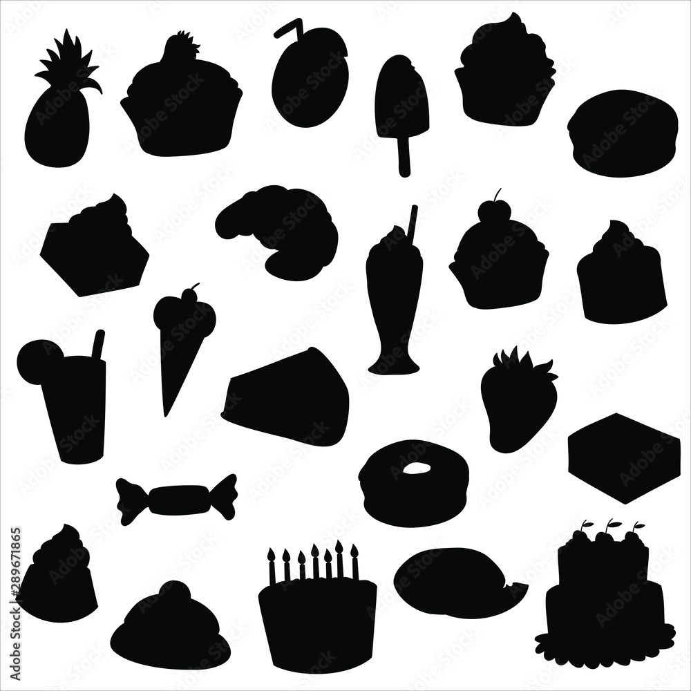 Desserts and Sweets Silhouette. Clip Art Design Vector Cut File ...