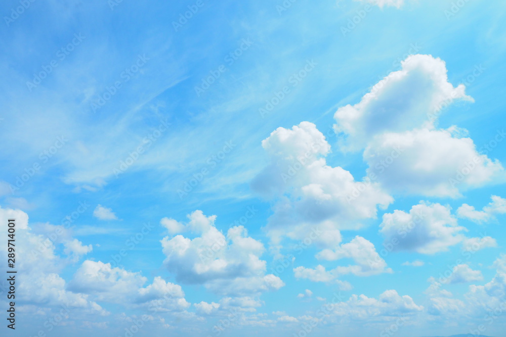 Beautiful bright blue sky and white clouds for cute background ...