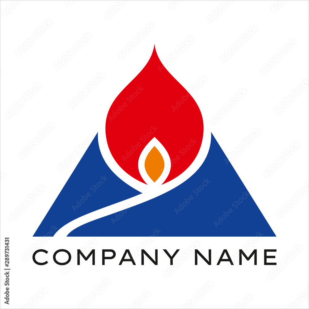 Company oil gas fire logo vector in blue and red volcano identity sigil ...