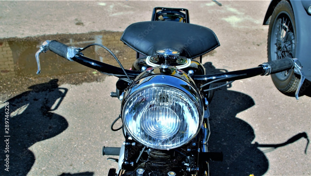 vintage motorcycle front view, retro transport Stock Photo | Adobe Stock