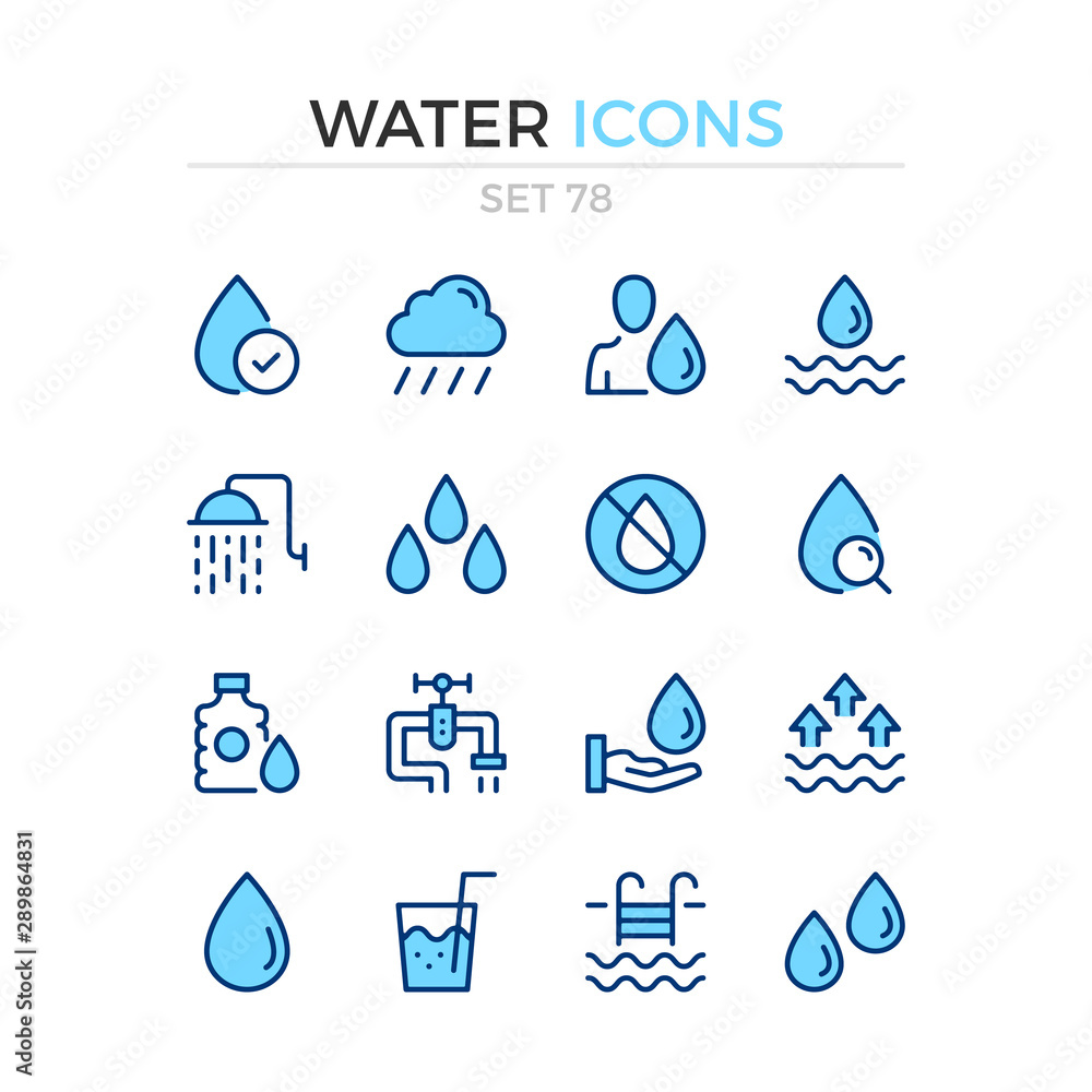 Water icons. Vector line icons set. Premium quality. Simple thin line ...