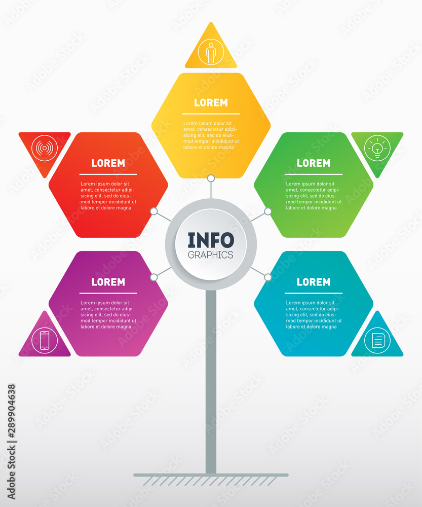 Business presentation or infographics concept with five options. Web ...