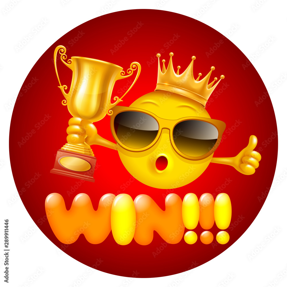 Win ! Bright and cheerful concept design for label, sticker or other ...