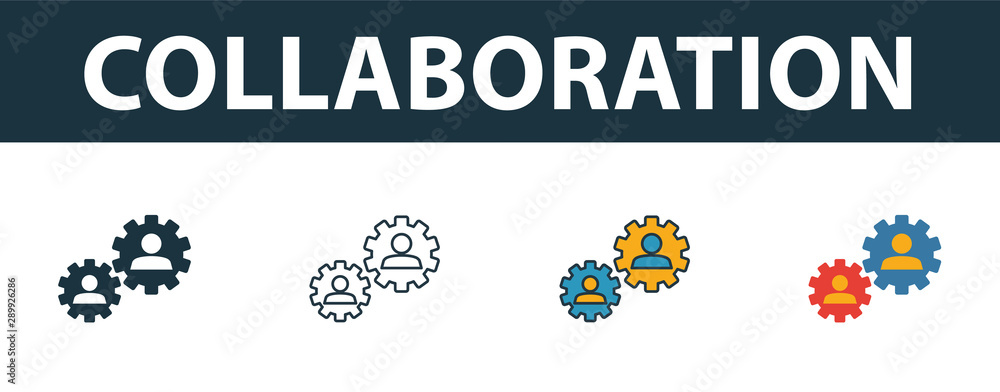 Collaboration icon set. Four simple symbols in diferent styles from ...