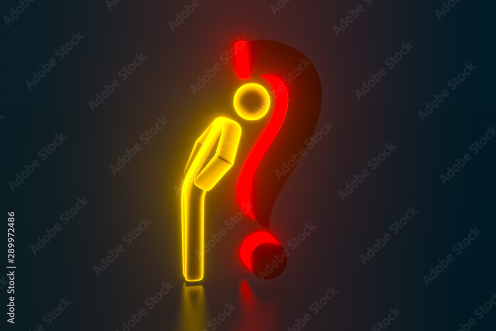 3d gold businessman opposite a question mark. Man business concept. 3d ...