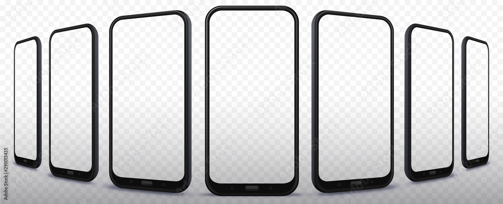 Transparent Mobile Phone Set From Different Angles Stock Vector | Adobe ...