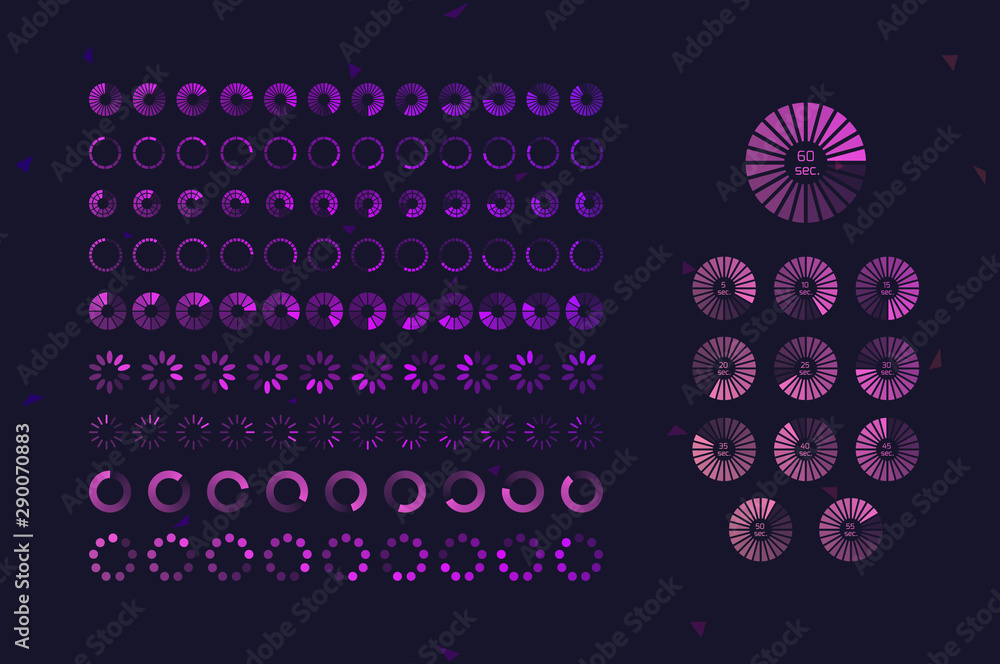 Futuristic Progress loading bar icons. Set of indicators. Download ...