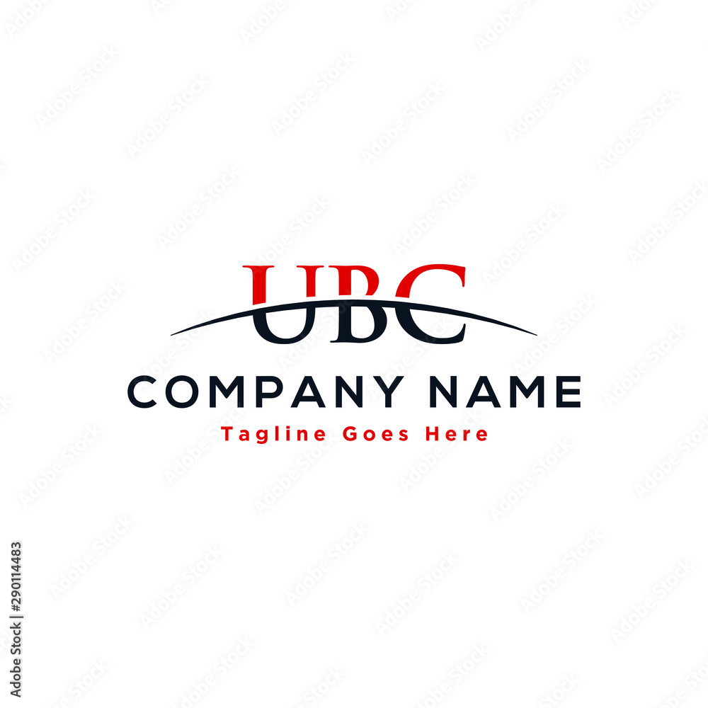 Initial letter UBC, overlapping movement swoosh horizon logo design ...