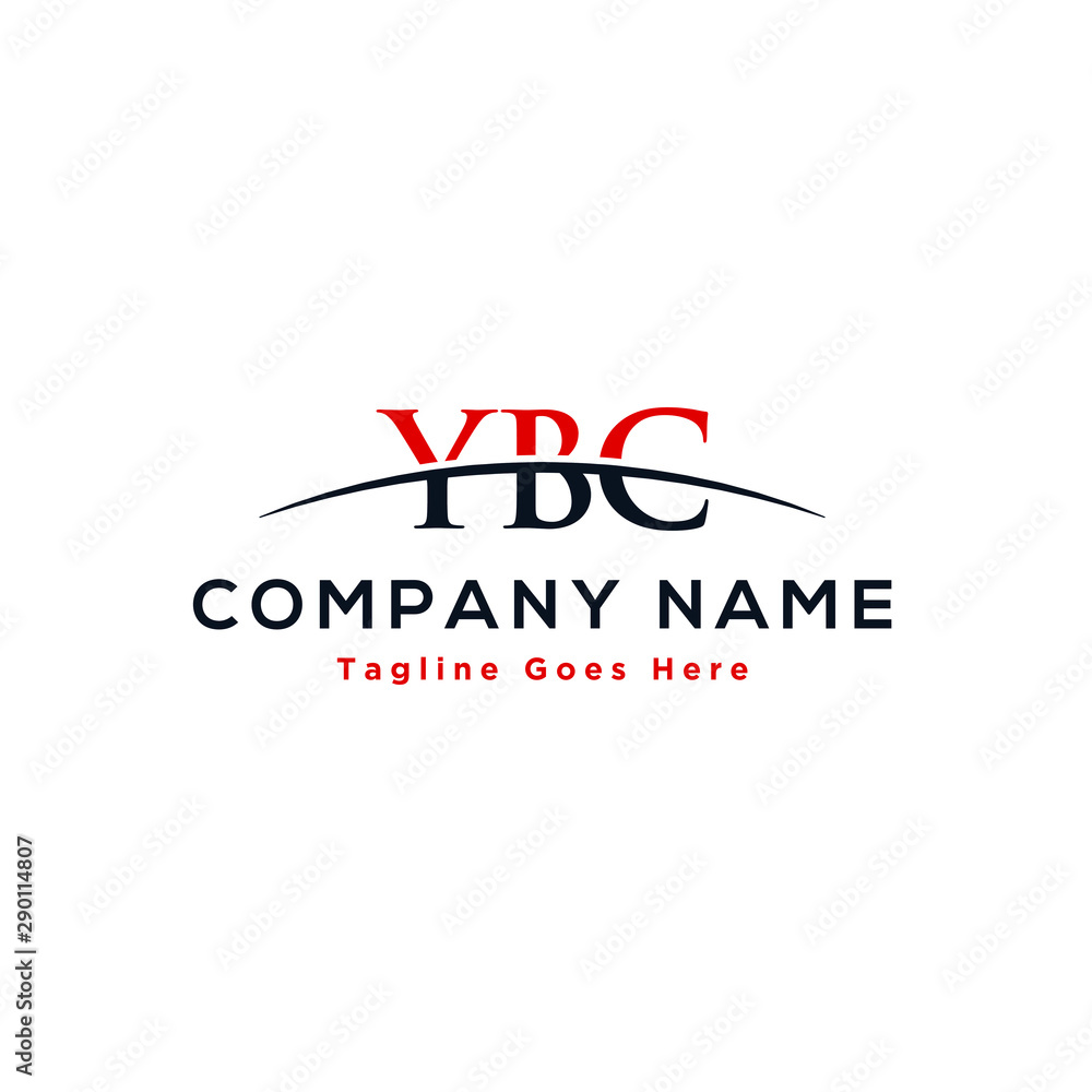 Initial letter YBC, overlapping movement swoosh horizon logo design ...