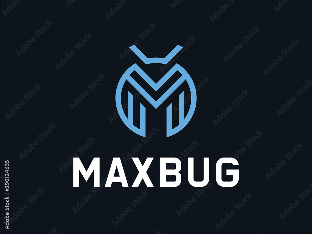 Vector logo bug. Template letters M. Tech sign. Stock Vector | Adobe Stock