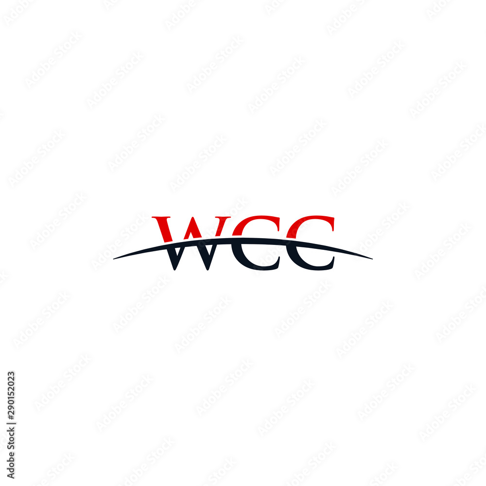 Initial letter WCC, overlapping movement swoosh horizon logo design ...