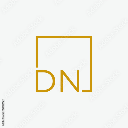 Letter DN Logo design with square frame line art. business consulting ...