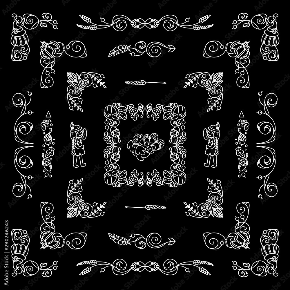 Vector set of elements for design. Chalkboard square corners and frames ...