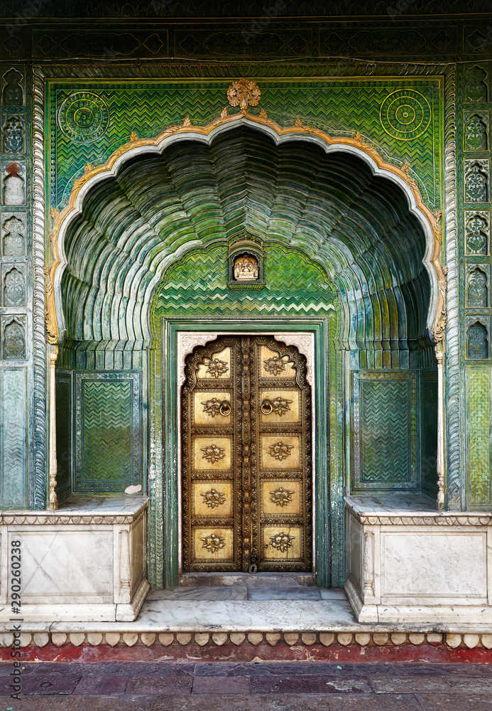 Green gate in Indian Palace Stock Photo | Adobe Stock