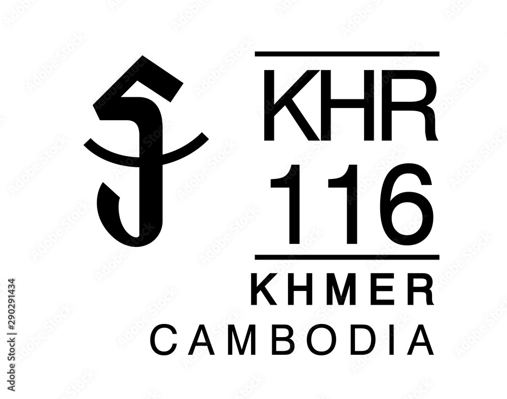 KHR, 116, Khmer, Cambodia Banking Currency icon typography logo banner ...