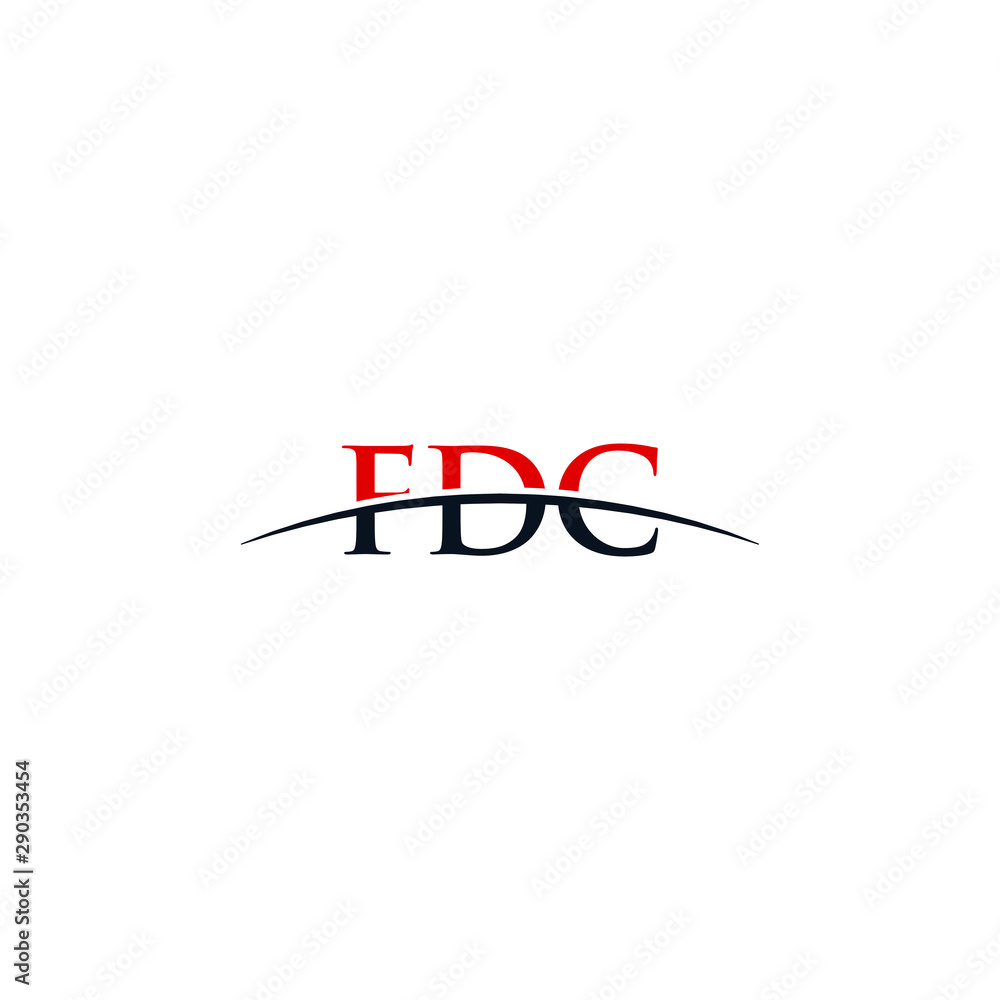 Initial letter FDC, overlapping movement swoosh horizon logo company ...