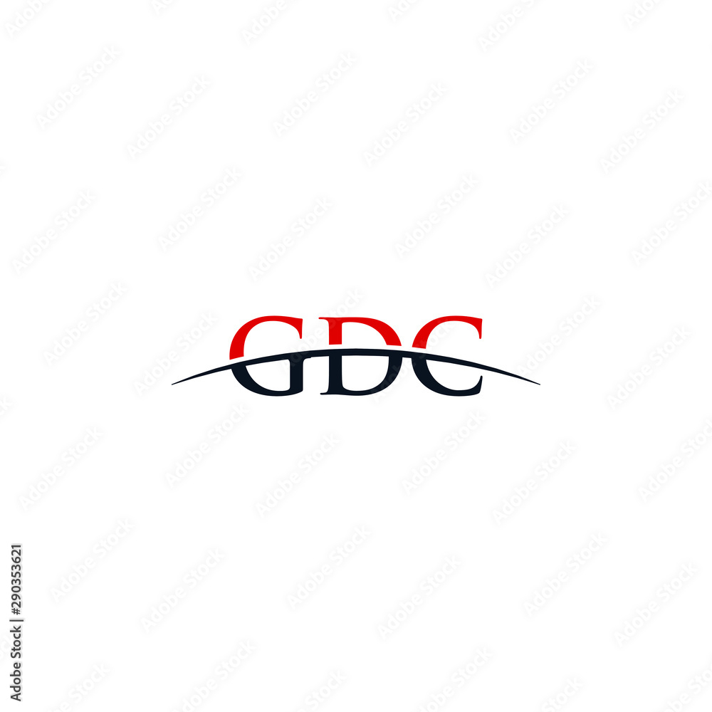 Initial letter GDC, overlapping movement swoosh horizon logo company ...