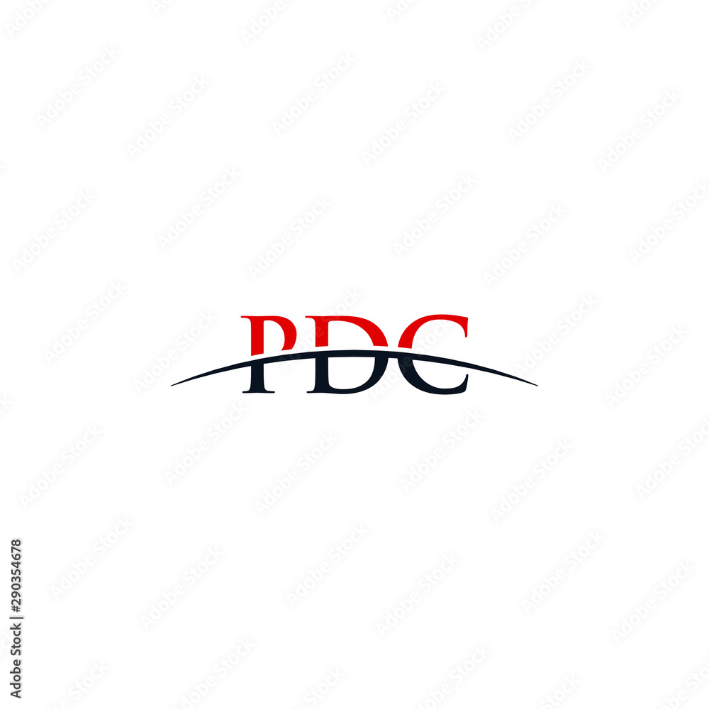 Initial letter PDC, overlapping movement swoosh horizon logo company ...