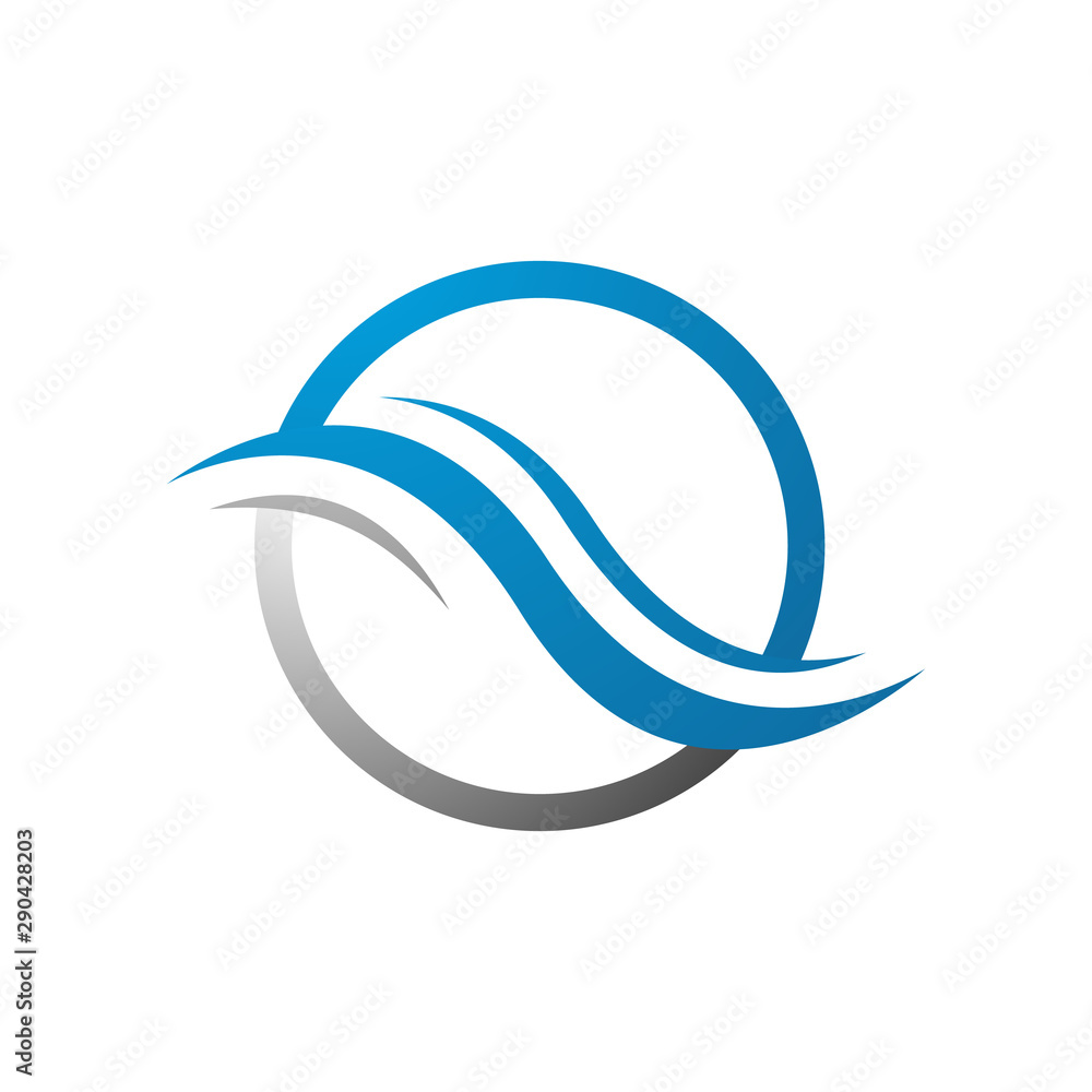 Modern Water Waves logo Design of blue ocean sign Vector icon Template ...