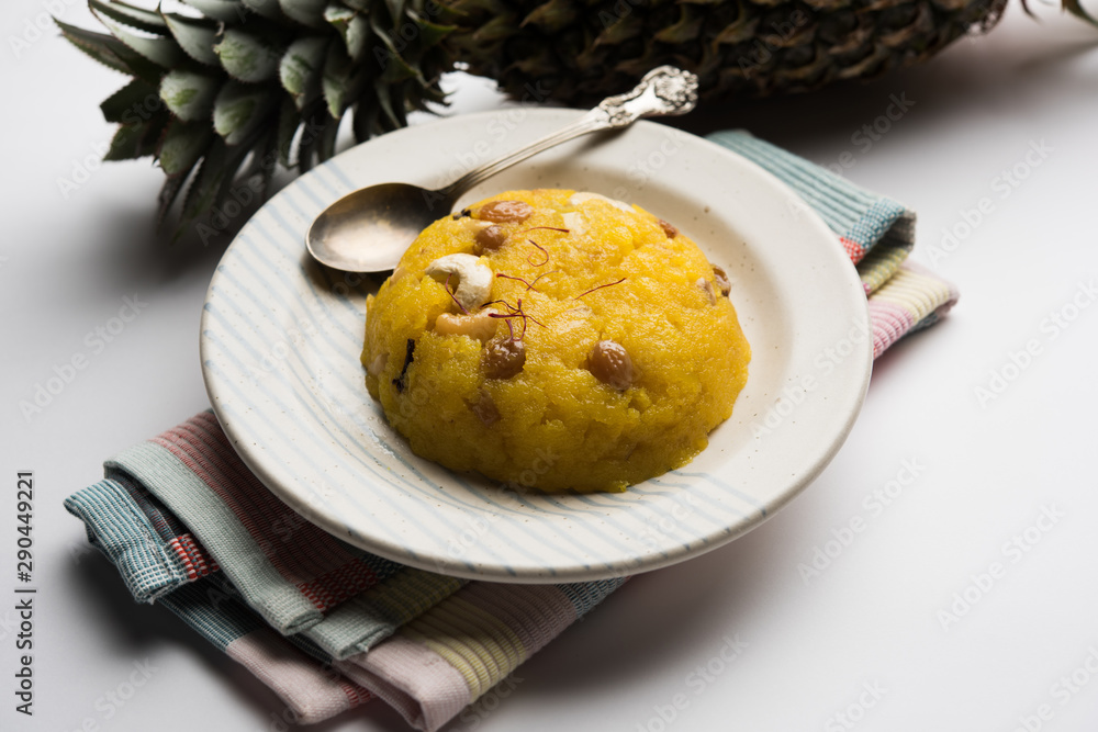 Pineapple sheera or Halwa also known as Ananas keshri shira. Popular ...
