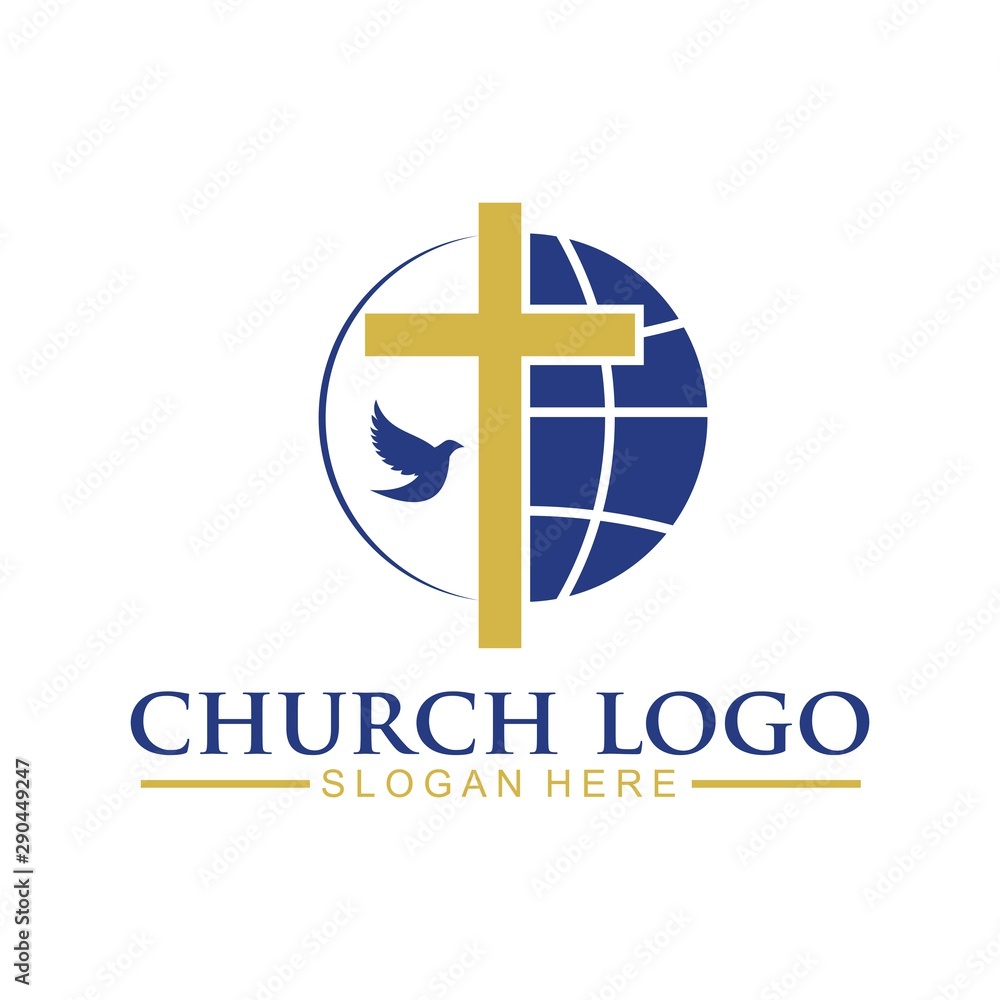 church christian logo vector icon design template. Christian symbols ...