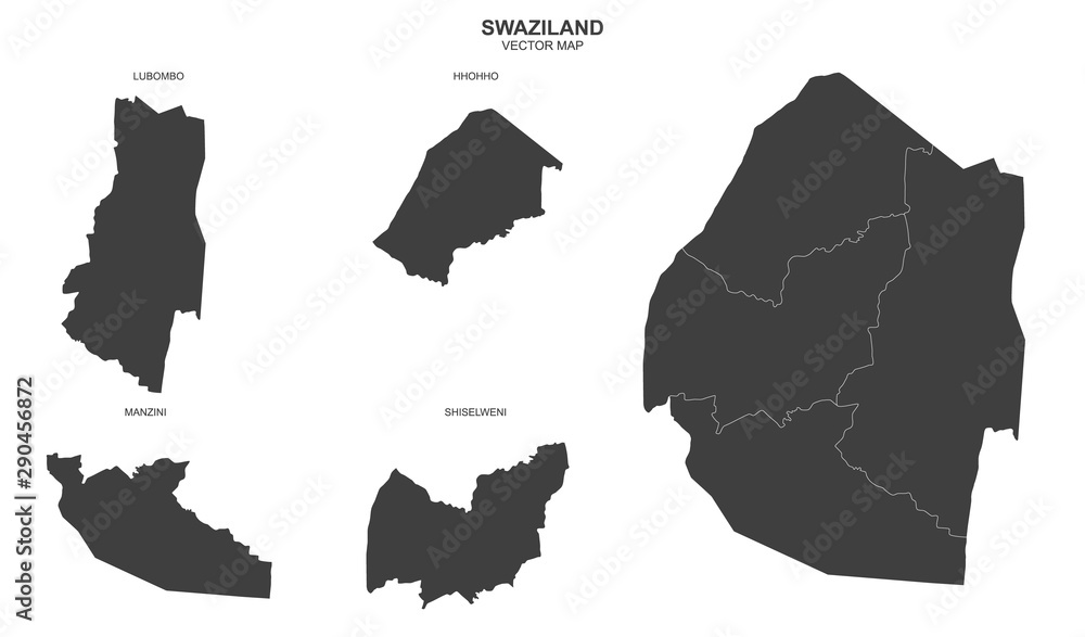 vector political map of Swaziland on transparent background Stock ...