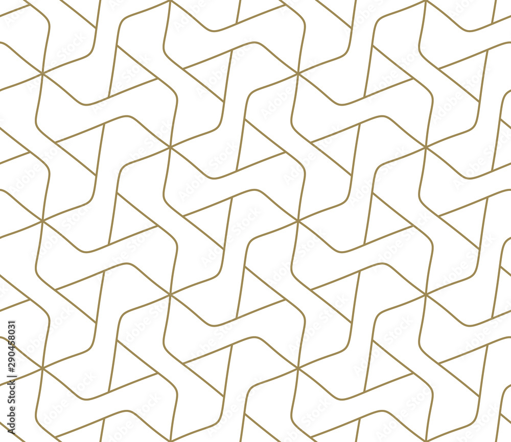 Seamless pattern with abstract geometric line texture, gold on white ...