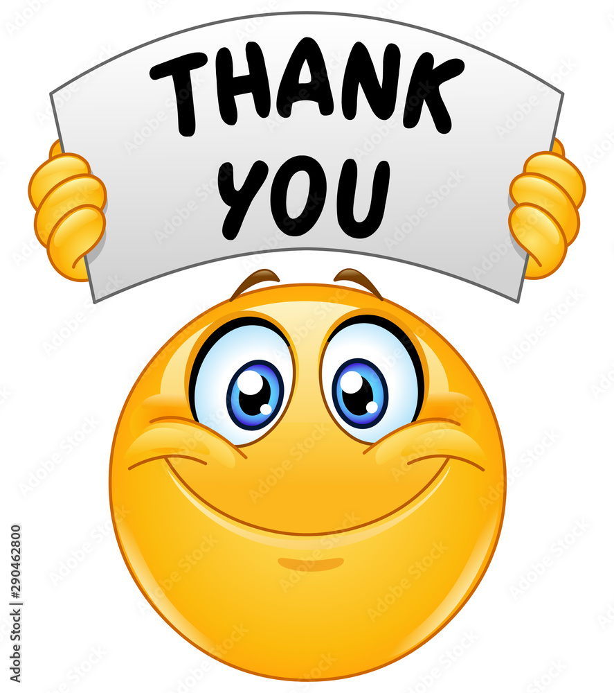 emoticon with thank you sign Stock Vector | Adobe Stock