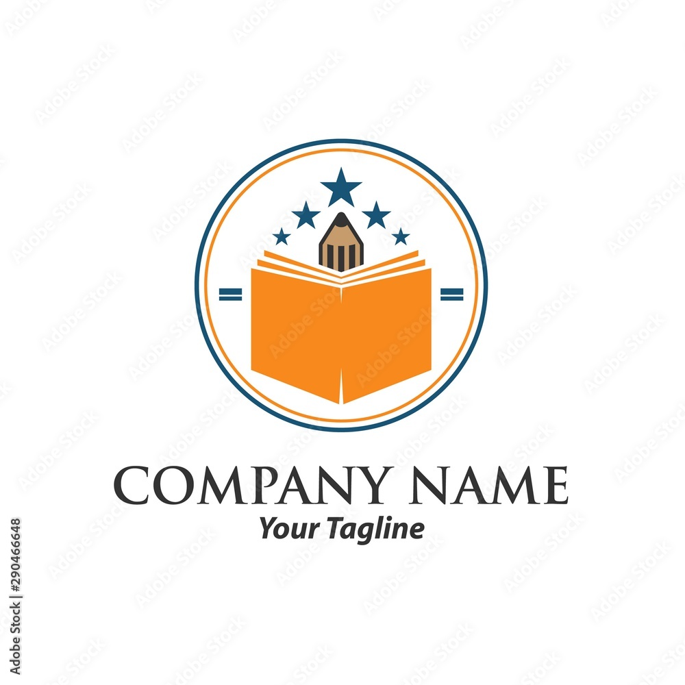 Education logo concept with and open book pages, graduation cap and ...