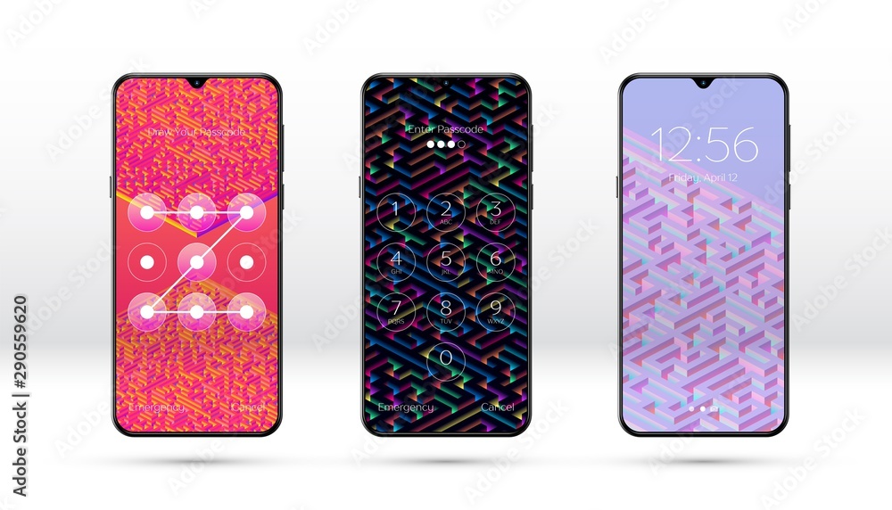 Smartphone lock screen background with abstract maze or labyrinth ...