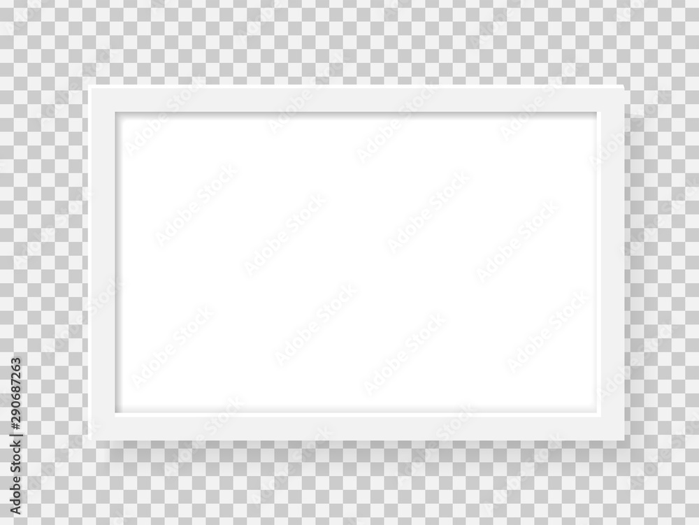 Realistic rectangle picture frame isolated on transparent background ...