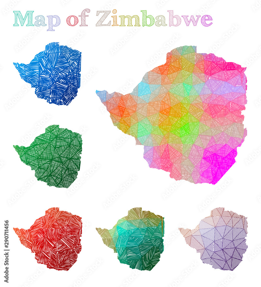 Hand-drawn map of Zimbabwe. Colorful country shape. Sketchy Zimbabwe ...