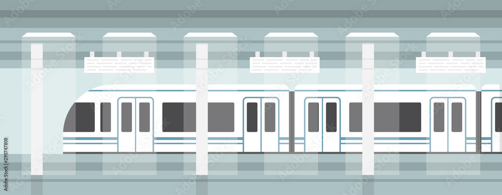 Subway, underground platform with modern train. Underground metro train ...