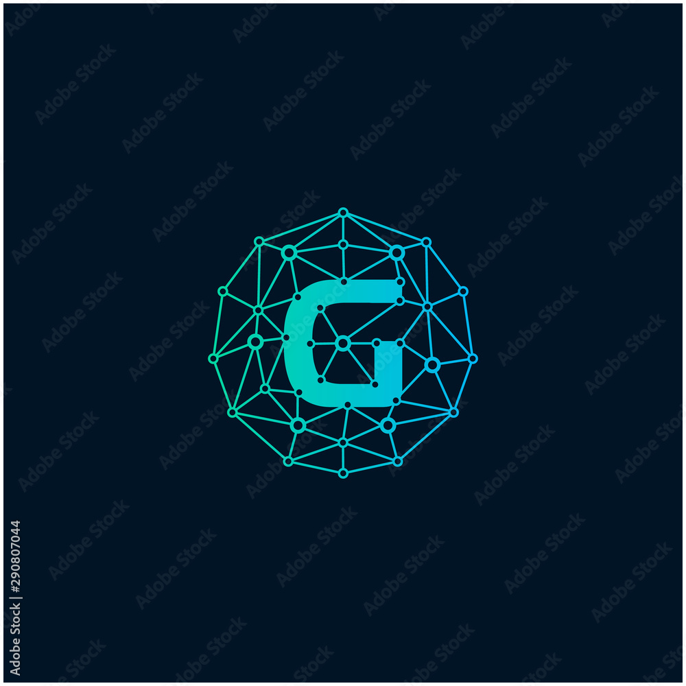 Letter G Logo design. Technology digital abstract dot connection cross ...