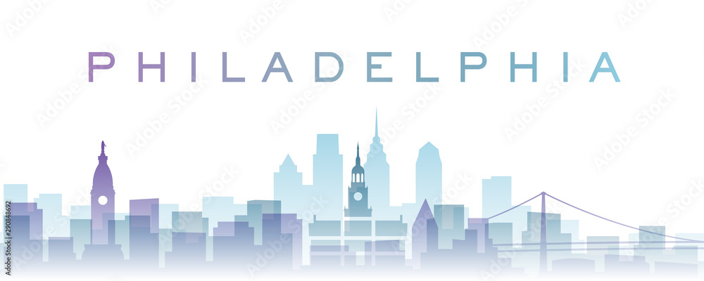 Philadelphia Transparent Layers Gradient Landmarks Skyline Stock ...