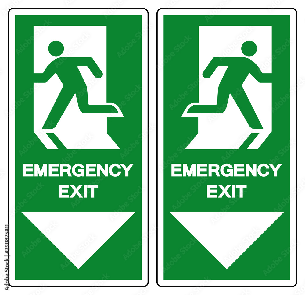 Emergency Exit Symbol Sign, Vector Illustration, Isolate On White ...