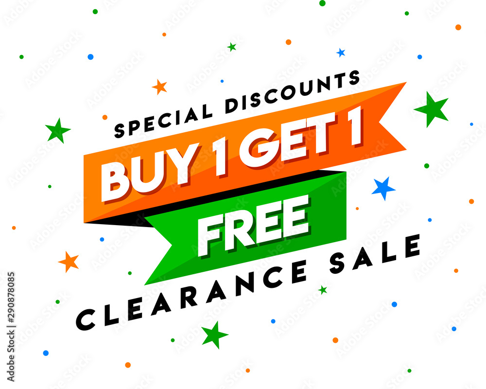 Buy 1 Get 1 Free Clearance Sale Tag, Banner Template, Special Discount ...