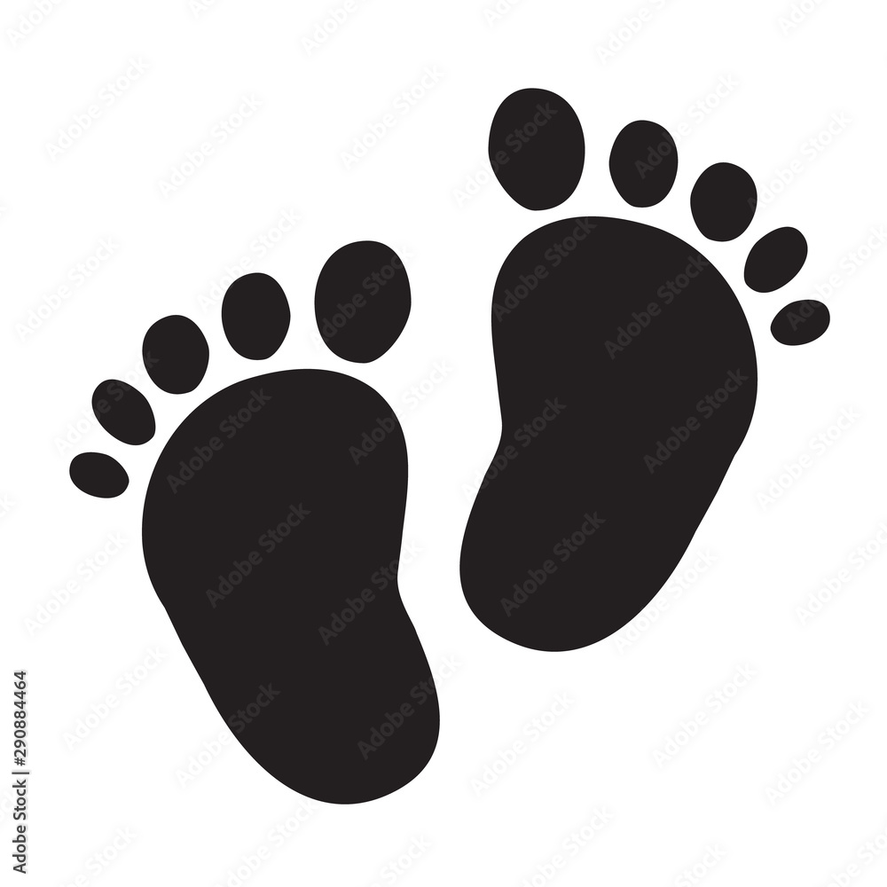 child pair of footprint icon on white background. flat style. child ...