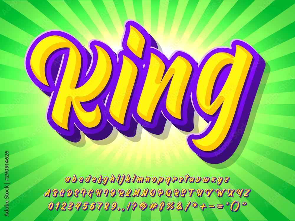 cartoon text effect with pop design style, shine green sun burst ...
