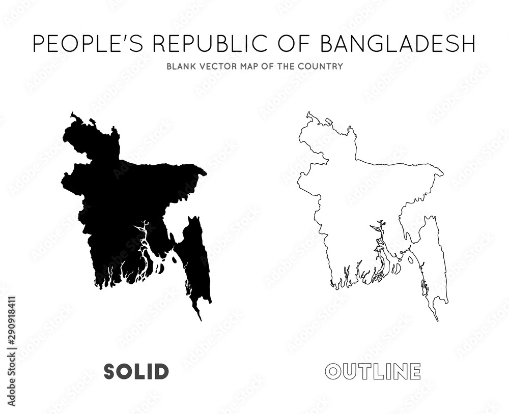 Bangladesh map. Blank vector map of the country. Borders of Bangladesh ...
