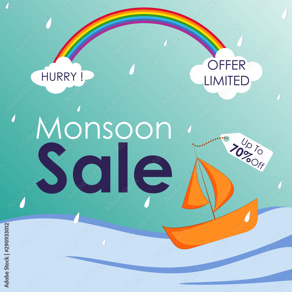easy to edit vector illustration of great monsoon sale and promotion ...
