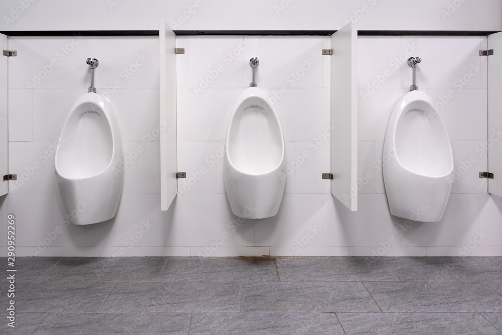 Row of white ceramic urinal chamber pot interior design with beautiful ...