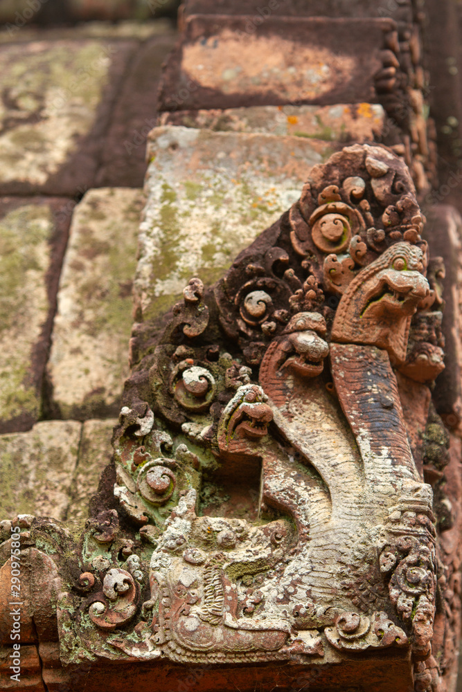 Carved details from Angkor Wat, dragons, snakes, Stock Photo | Adobe Stock