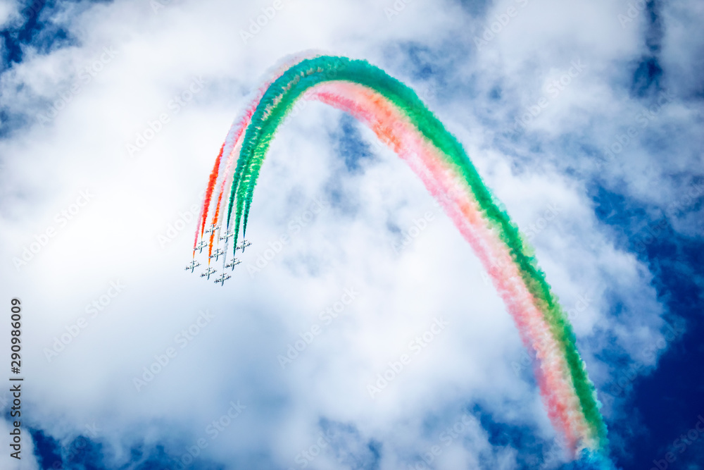 Stock-Foto „Aircraft Formation flying over the Monza Racing Circuit on ...