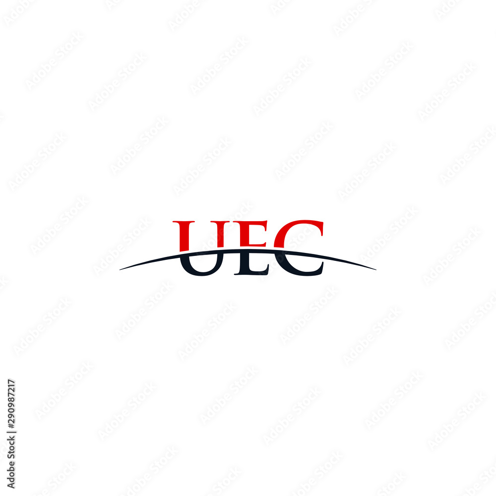 Initial letter UEC, overlapping movement swoosh horizon logo company ...