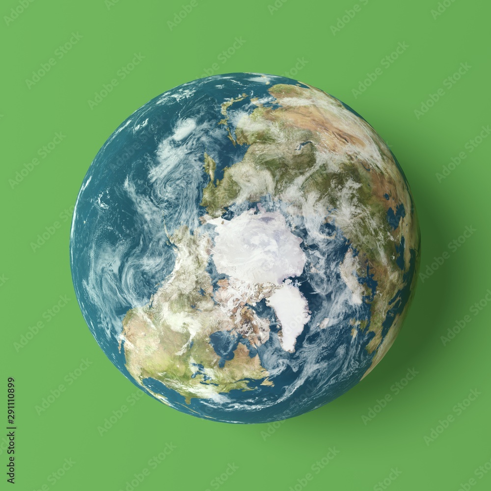 Planet Earth top view green background Stock Illustration | Adobe Stock