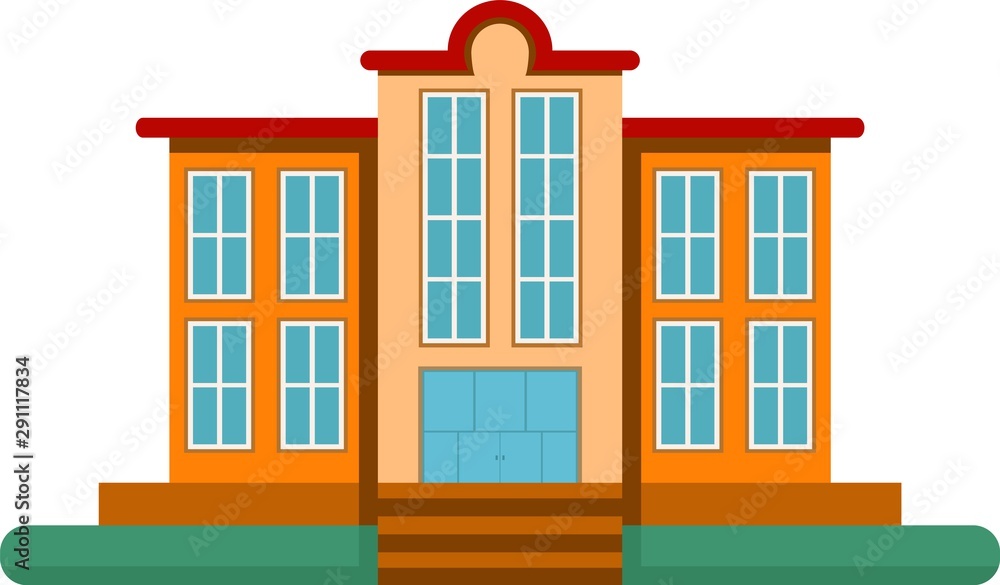 Cartoon school building. Series of the cartoon buildings in vector ...